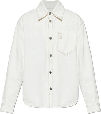 Ami Homme, Chemises, Blanc, Taille: L Chemise en jean avec poche