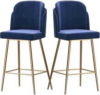 Generic Barhocker-Set (2er-Pack), Barhocker mit Fu&szlig;st&uuml;tze und doppelter R&uuml;ckenlehne, hohe Hocker f&uuml;r K&uuml;che und Esszimmer