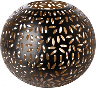 Fink gro&szlig;es Windlicht &Oslash; 24 cm matt schwarzes Kugel-Stimmungslicht f&uuml;r Teelichter