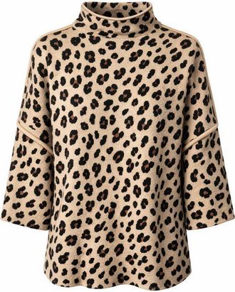 Mississhop Stehkragenpullover Damen Strickpullover mit Stehkragen und 3/4-Arm Gr. 36-40