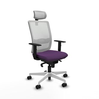 Piqueras y Crespo Haches B&uuml;rostuhl mit 1D-Armen, h&ouml;henverstellbare Lendenwirbelst&uuml;tze und Kopfteil, h&ouml;henverstellbar und neigbar, Wei&szlig;/Violett