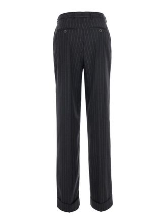 Semicouture Womens Pants Lola Grey Wool-Blend Trousers