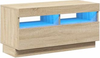 vidaXL Meuble TV avec Lumi&egrave;res LED, Armoire de T&eacute;l&eacute;vision, Meuble T&eacute;l&eacute; de Salon, Armoire Basse Salle de S&eacute;jour Int&eacute;rieur, Moderne, Ch&ecirc;ne Sonoma