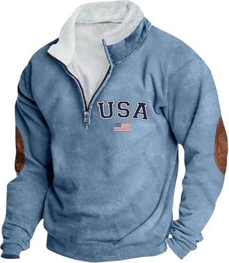 Generic Sweat-shirt moelleux pour homme - Manteau en peluche dautomne et dhiver à manches longues - Demi-fermeture éclair - Imprimé décontracté - Pour la vie 