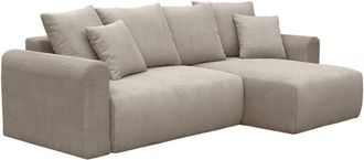 Sweeek Canapé dangle convertible réversible 3 places velours côtelé avec coffre de rangement - Almo Velours côtelé Taupe