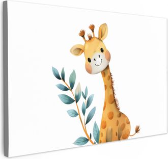 MuchoWow © Wandbilder 120x80 cm Schlafzimmer Home Deko Wohnung Bild Kinderzimmer Fotoleinwand Wand Bilder Leinwand Wall Decor Giraffe - Wilde Tiere - Mädchen -