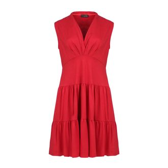 Móveis Conquista Rotes ärmelloses Jerseykleid mit V-Ausschnitt