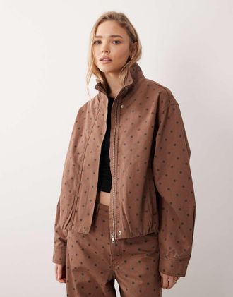 Mango Dots - Trainingsjacke in gepunktetem Braun, Kombiteil-Brown