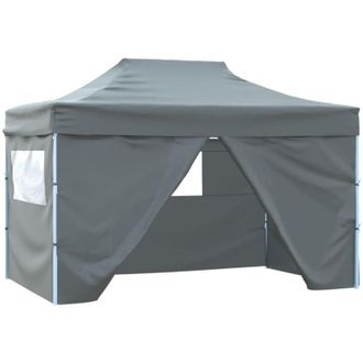 vidaXL Vidaxl - Tente pliable avec 4 parois lat&eacute;rales 3 x 4,5 m Anthracite