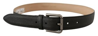 Dolce & Gabbana Mens Black Calf Leather Brown Backend Belt