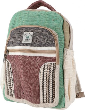 Guru Shop Ethno Hanf Rucksack - Natur/gr&uuml;n, Unisex - Erwachsene, 40x30x20 cm