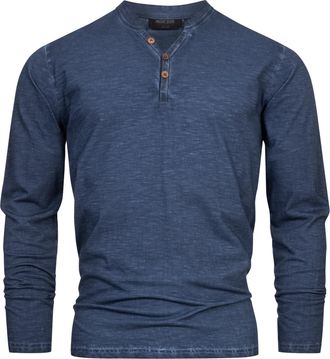 Indicode Herren INKilsone Langarmshirt aus 100% Baumwolle | Herrenshirt Langarm Longsleeve Shirt M&auml;nner Blue, 3XL