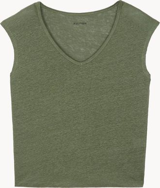 Kujten T-shirt col V sans manches lin - T-Shirt Karol