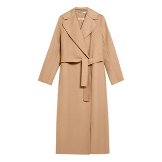 Max Mara Langer Wollmantel mit G&uuml;rtel - - Coats - Damen - Braun - S
