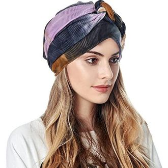 Generic Bonnet Turban en Coton pour Femme - Foulard Chimio, Bandeau &Eacute;lastique, Musulman, Hijab Islamique, Chapeau de Chimioth&eacute;rapie - Casquette 2024, Lilas, T