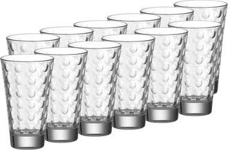 Leonardo Leonardo Ciao Optic Wasser-Gl&auml;ser, 12er Set, sp&uuml;lmaschinengeeignete Saft-Gl&auml;ser, Trink-Becher aus Glas mit Muster, 300 ml, 048856