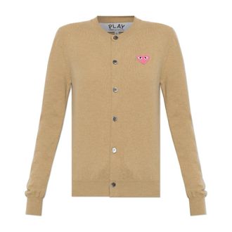 Comme Des Gar&ccedil;ons Woll-Cardigan mit Logo-Patch - - Knitwear - Damen - Beige - M