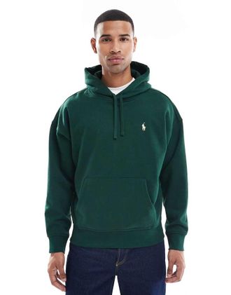 Polo Ralph Lauren Sweat à capuche décontracté en tissu épais avec inscription logo au dos - Vert foncé