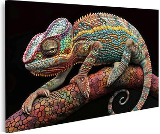 Islandburner Bild auf Leinwand Buntes Cham&auml;leon auf dunklem Hintergrund Bilder Wandbilder Poster
