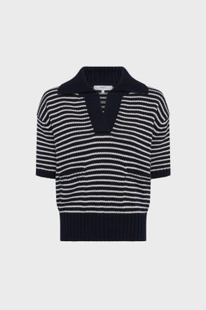 Gerard Darel Polo ray&eacute; en coton - LYVIA - Marine