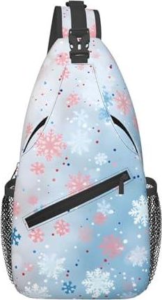 Generic Sacoche Port&eacute; &eacute;paule Rendu dun motif de flocon de neige Antivol Sling Bag Polyester Sac &agrave; Poitrine pour Randonn&eacute;e &eacute;cole Femme