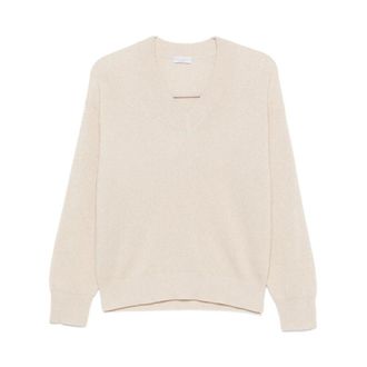 Brunello Cucinelli V-Ausschnitt Pullover - - Knitwear - Damen - Beige - L