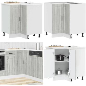 vidaXL K&uuml;chen-Eckunterschrank Porto Grau Sonoma Holzwerkstoff - Holzwerkstoff - Stauraum