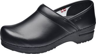Sanita | Professional geschlossener Clog, PU Leder | Original handgemacht für Männer | Anatomisch geformtes Fußbett mit weichem Schaum | Schwarz | 40 EU