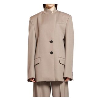 The Attico Femme, Vestes, Beige, Taille: 38 FR Blazer en gabardine