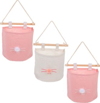 Cabilock 3 St&uuml;ck Teiliges Abnehmbare H&auml;ngeaufbewahrungstaschen aus Baumwoll leinen Frei Kombinierbar Gro&szlig;e Kapazit&auml;t Vielseitige Aufbewahrungstaschen f&uuml;r T&uuml;r S