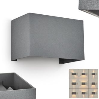 HOFSTEIN Wandleuchte Badajoz, moderne Wandlampe aus Metall, Grau/Anthrazit, eckige Leuchte mit verschiedenen Lichteffekten durch verstellbaren Schirm, Up & Dow