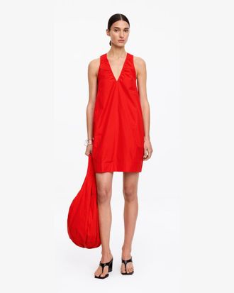 Arket Gerafftes Kleid Mit V-Ausschnitt -Rot
