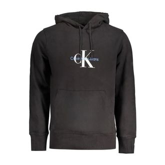 Calvin Klein Homme, Sweatshirts et sweats &agrave; capuche, Noir, Taille: 2XL SweaT-shirt &agrave; capuche noir en coton avec logo imprim&eacute;