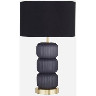 Searchlight Lampe de table Tablu bleu et or avec nuance noire - EU60441