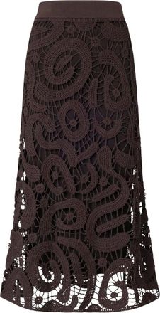 Pinko Pinko, Femme, Jupes, Brun, Taille: 40 FR Maestrale Crochet Midi Skirt