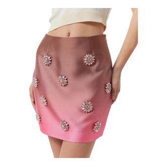 Silvian Heach Femme, Jupes, Brun, Taille: 34 FR Mini-jupe à effet délavé et applications de bijoux