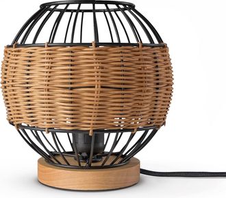 Paco Home Rattan Pendelleuchte Wohnzimmer Tischleuchte Boho Style Käfig Lampe Esstischlampe Nachttischlampe Metall E27, Lampenart:Tischleute - Typ 5, Farbe:Natu