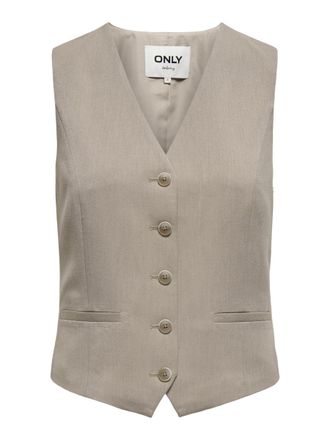 Only Damen Weste ONLIris-Hattie Anzugsweste B&uuml;ro Business Damenweste einreihig 15331287 Taupe Gray Melange 36