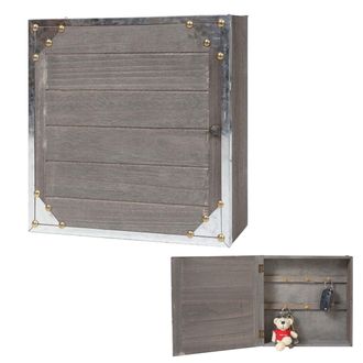 Mendler Schl&uuml;sselkasten Virginia, Schl&uuml;sselschrank Holzbox, Shabby-Look Vintage 27x27x6cm - grau-braun