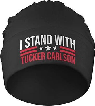 Generic Homme Femme Bonnets Tricot&eacute; Je Soutiens Tucker Carlson Bonnet &Agrave; Revers Chaud Bonnets De Ski Doux Hiver Chapeaux pour Hiver Cyclisme Course