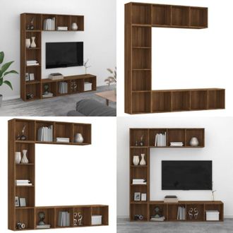 vidaXL Vidaxl - Ensemble bibliothèque/meuble tv 3 pcs Chêne marron 180x30x180cm - Bibliothèque Murale - Bibliothèque Moderne - Meuble Tv - Rangement Mural