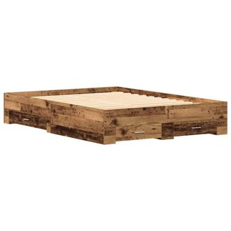 vidaXL Cadre de lit avec tiroirs avec tiroir Bois ancien 160 x 200 cm Vidaxl