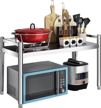 Generic Mikrowellen-Aufbewahrungsregal mit 2 Ebenen | Ausziehbares Regal | K&uuml;chenutensilien-Regal | Edelstahlregale | Platzsparendes Regal(100x40x50 cm)