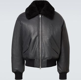 Ami Veste bomber en cuir et shearling