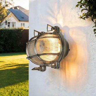 Licht-Erlebnisse Licht-erlebnisse - Maritime Außenlampe Wand IP64 in Nickel matt E27 Wandleuchte Haus Balkon