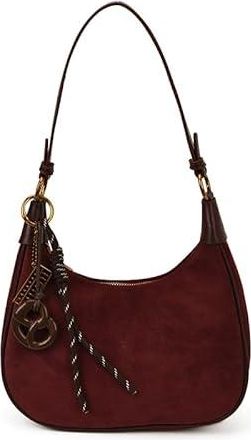 Generic Sac &agrave; bandouli&egrave;re en daim synth&eacute;tique avec pendentif en forme de croissant pour femme, rouge vin, 250.00 x 230.00 x 95.00 mm