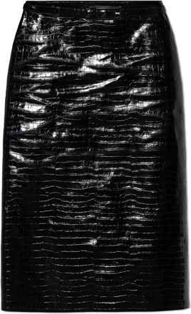 Tom Ford Jupe crayon exotique en cuir de veau imprim&eacute; avec d&eacute;tail ceinture - Femme - Jupes - Noir - Taille: 36 FR