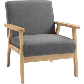 HOMCOM Homcom - Sessel Wohnzimmer Loungesessel Armlehnstuhl Relaxsessel mit Massivholzbeine, Lesesessel mit Leinenoptik, Polstersessel f&uuml;r Schlafzimmer