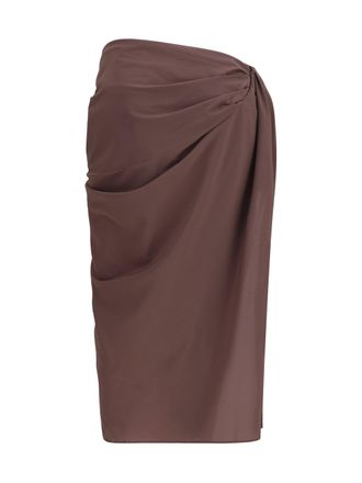 Jacquemus Womens Pareo Skirt Stretch Muslin Brown Polyester; Elastane