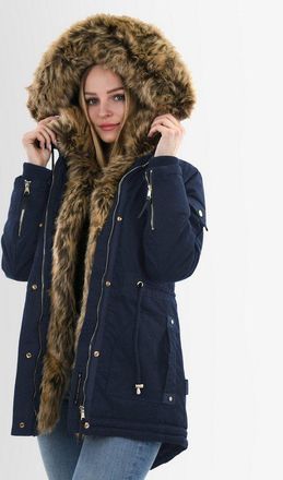 Navahoo Winterjacke Navahoo warme Damen Winter Jacke Parka lang Mantel Winterjacke Fell Winterjacke mit voluminösem Kunstfellkragen